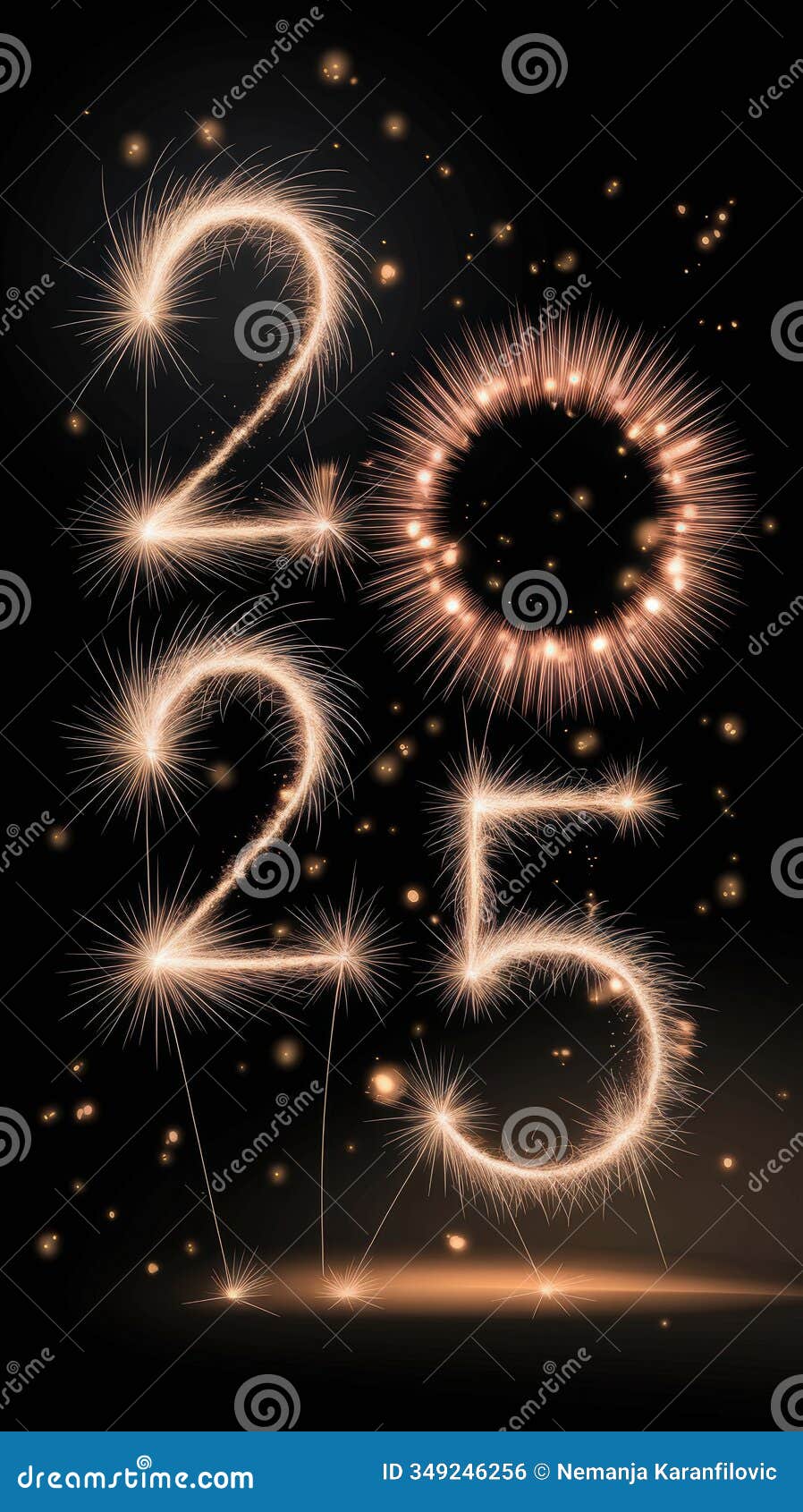 The Numbers Twenty Five and Twenty Five are Lit Up in a Firework ...