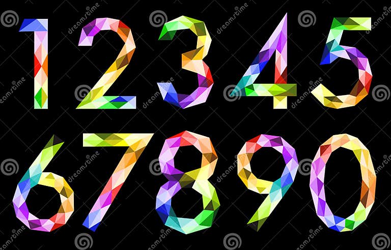 Numbers of Vector Creative Colored Geometric Shape. Bright Numbers ...