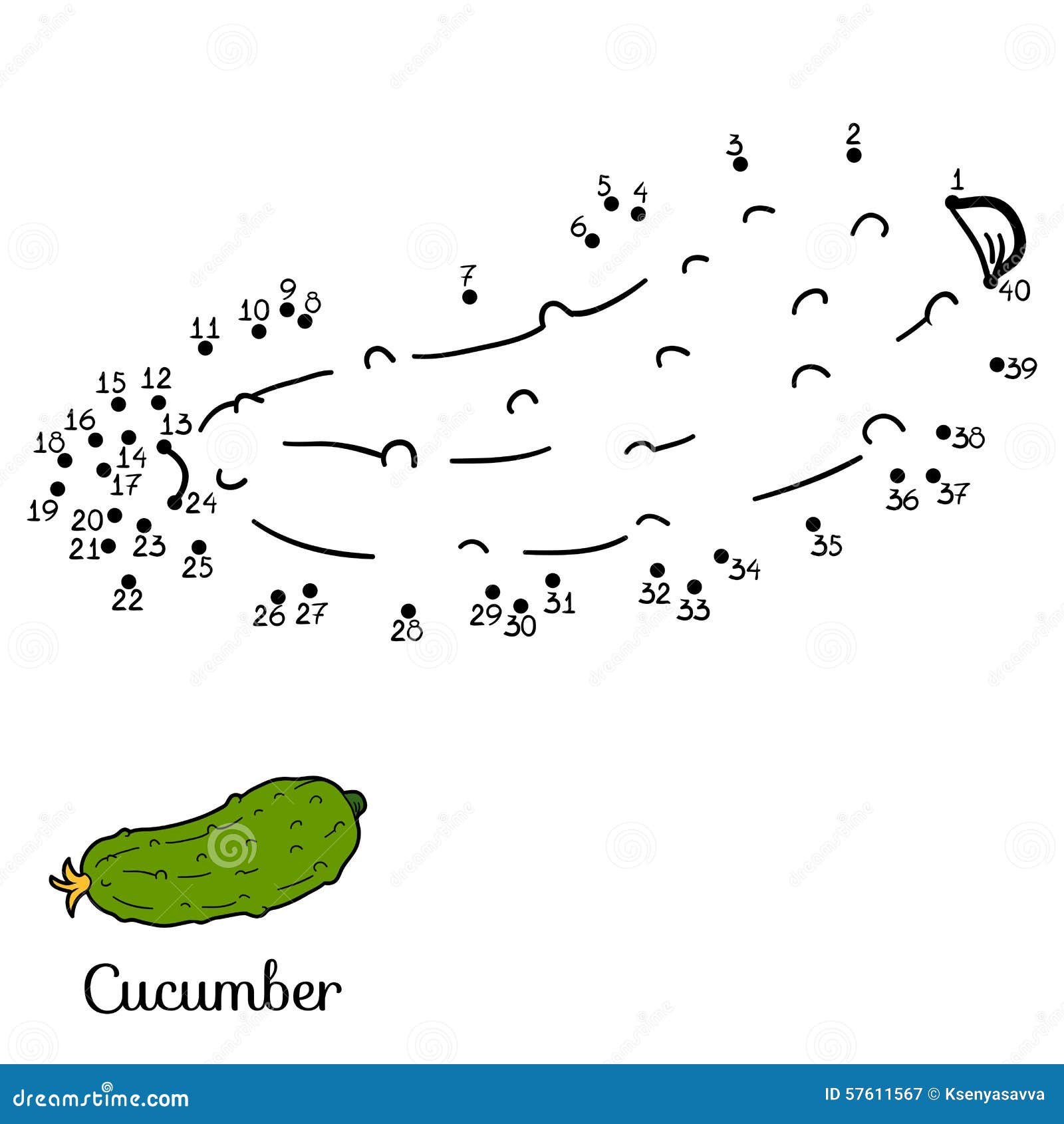 Numbers Vector Game: Fruits and Vegetables (cucumber) Stock Vector ...
