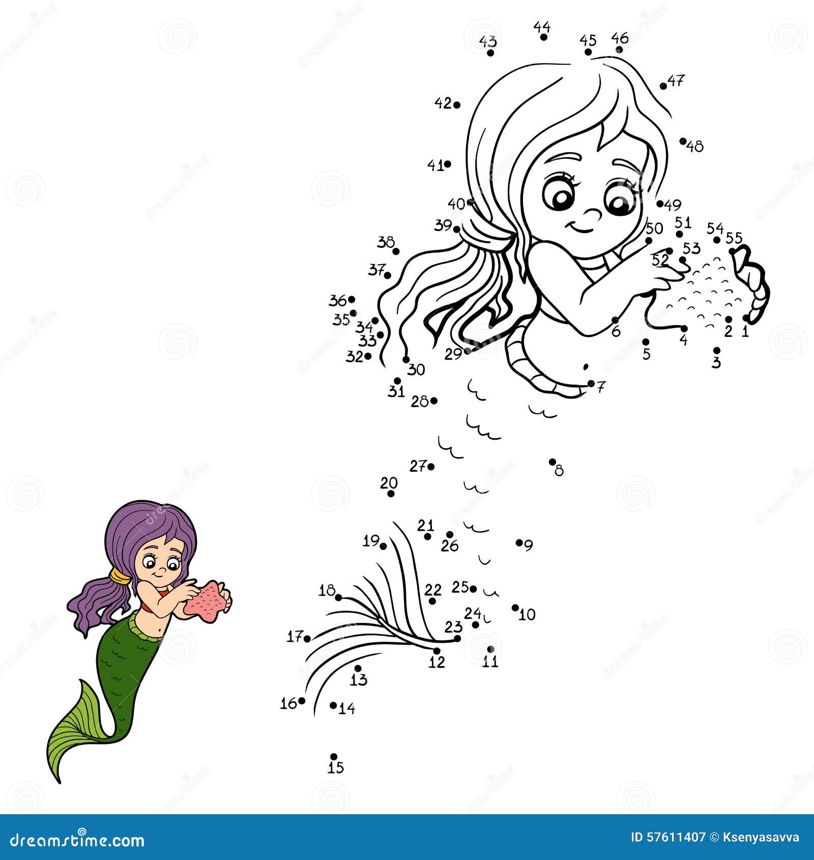 Numbers Vector Game (mermaids) Stock Vector - Illustration of learning ...