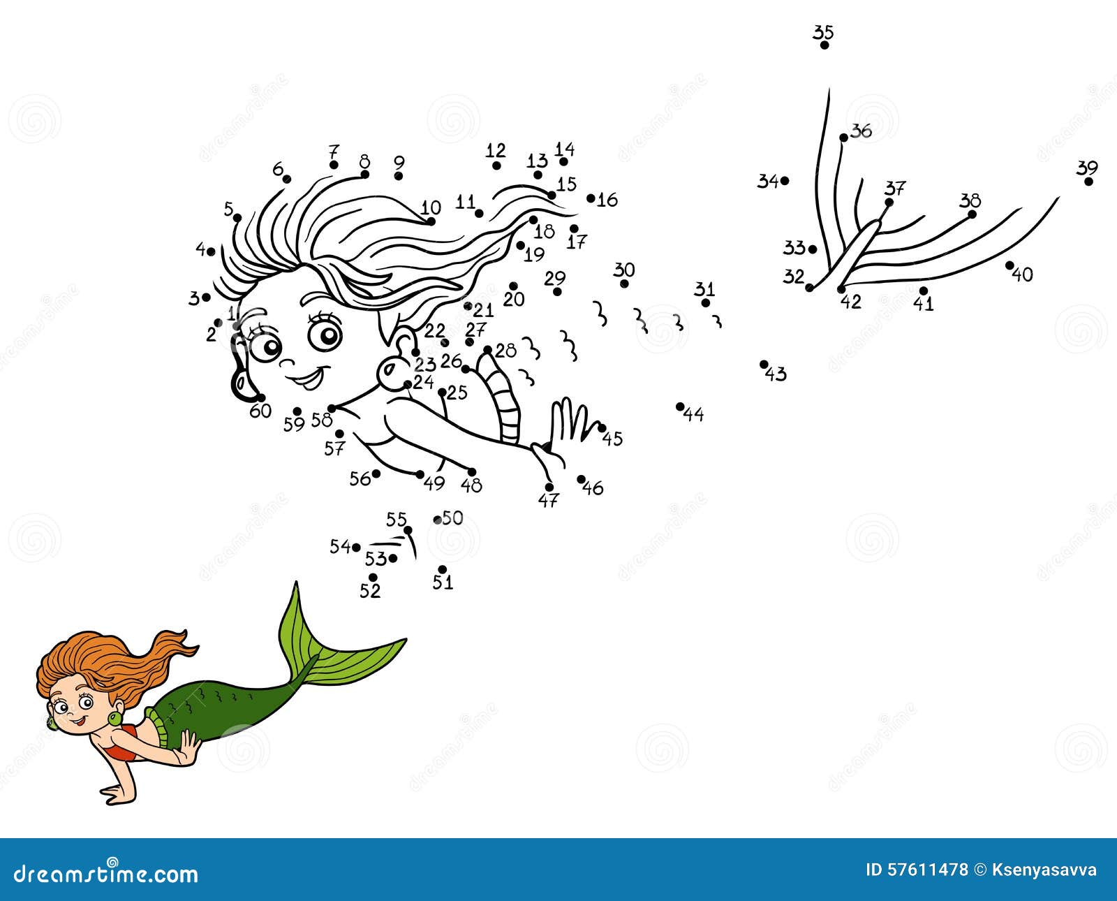 Numbers Vector Game (mermaids) Stock Vector - Illustration of digit ...