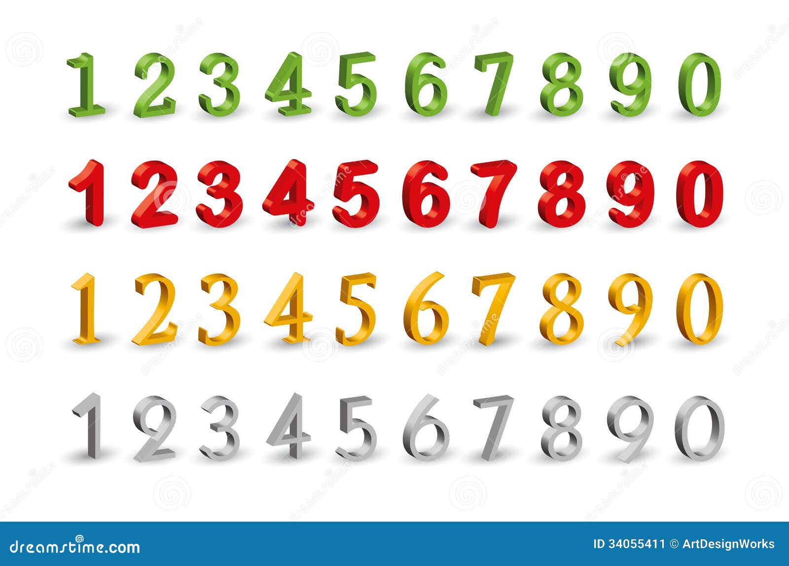 Numbers web 3D icons. stock illustration. Illustration of design - 34055411