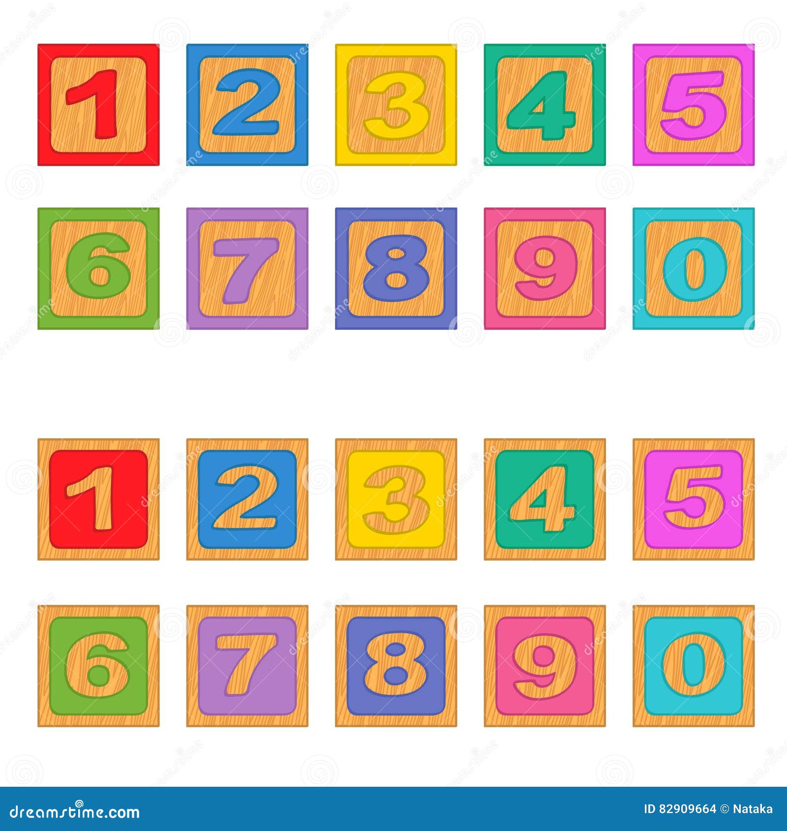 Numbers wooden blocks stock vector. Illustration of block - 82909664