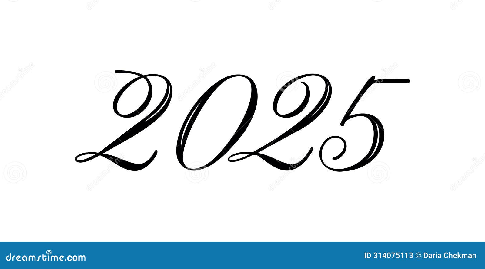 2025 - Numbers Written in Calligraphic Style on a White Background ...