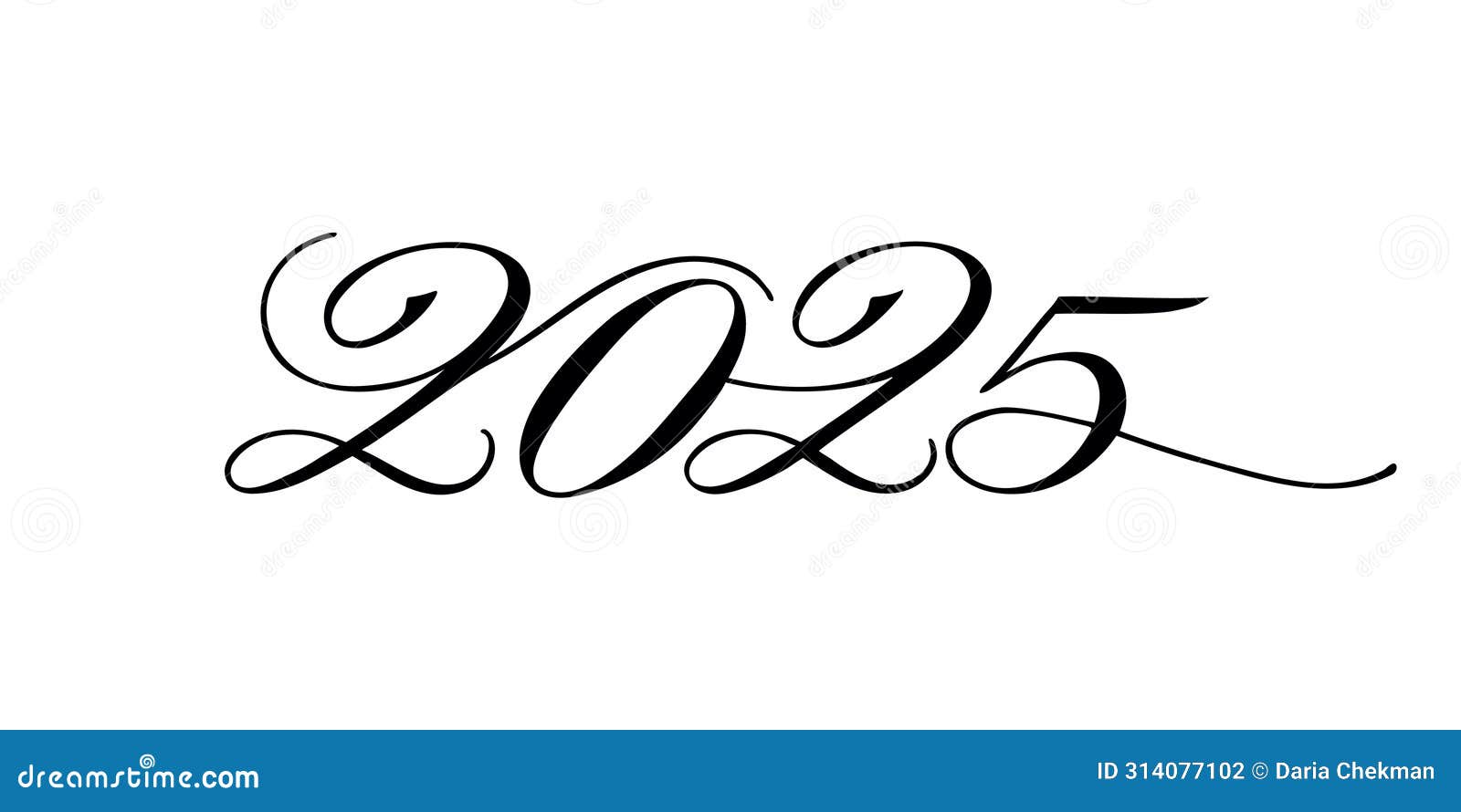 2025 - Numbers Written in Calligraphic Style on a White Background ...