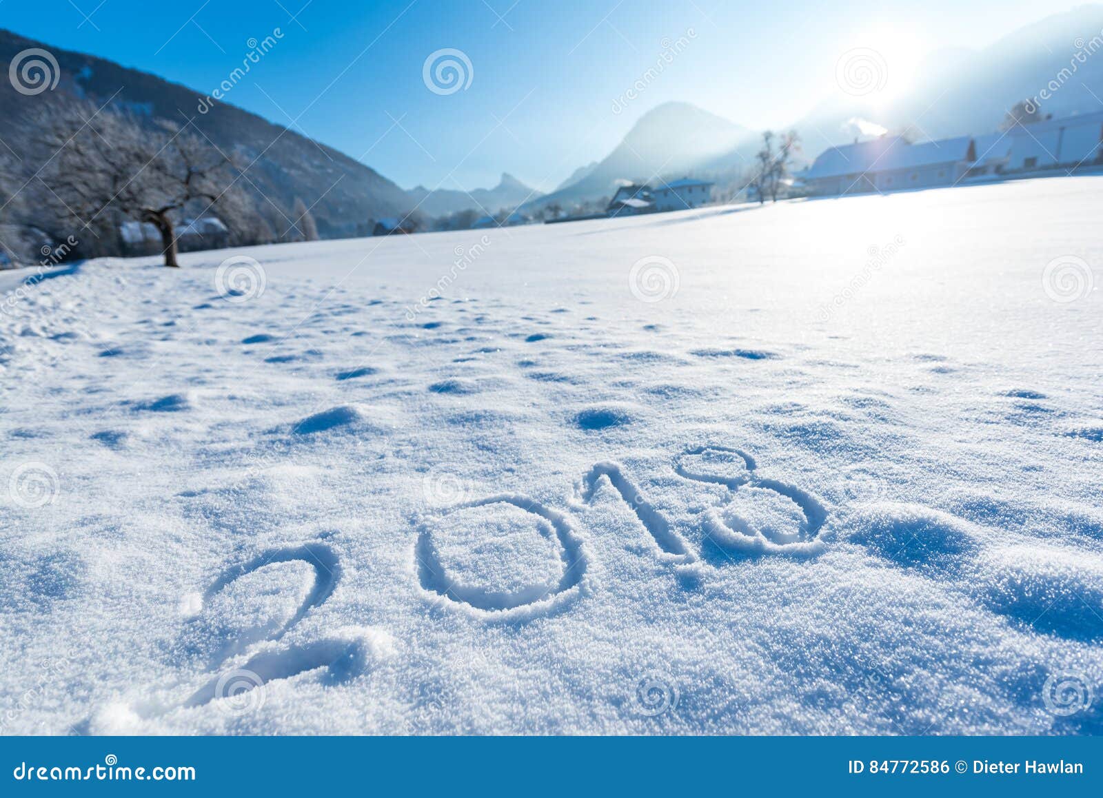 2018 Numbers Written in Snow Stock Photo - Image of clear, outdoor ...