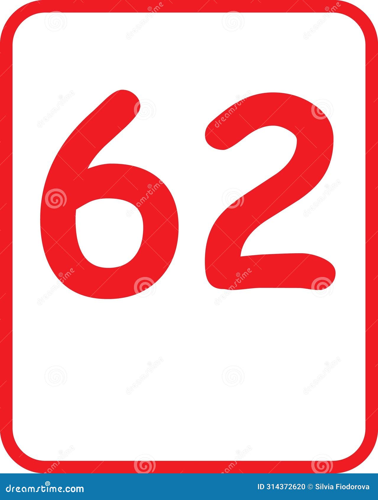 62 Flashcard Numbers for Kids, Learn To Count Stock Illustration ...