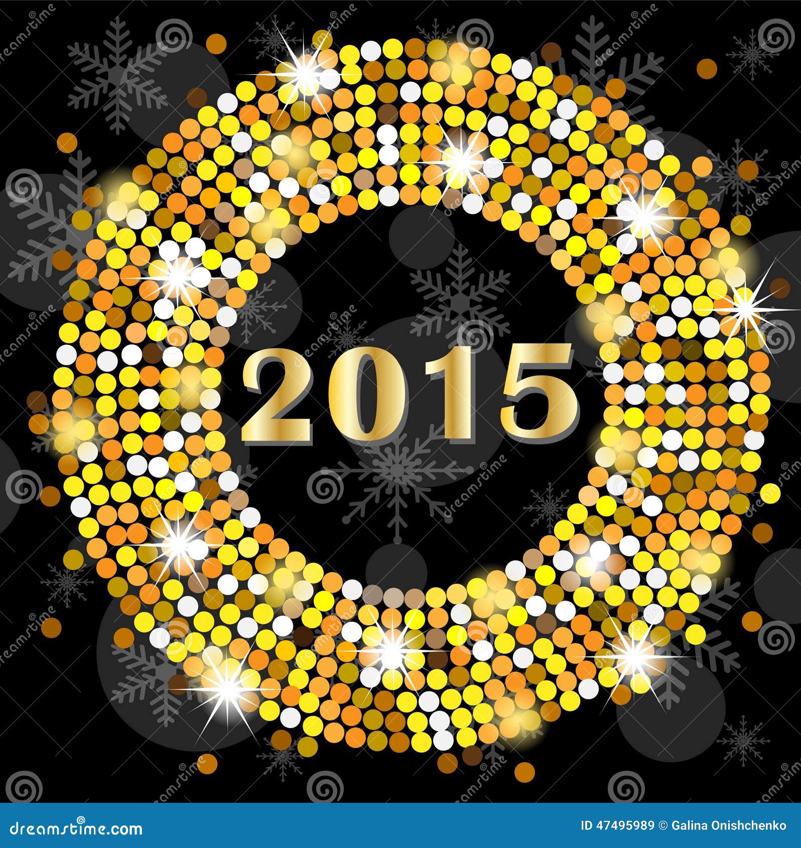 Numbers 2015 Year on a Black Background with Gold Spangles Stock Vector ...