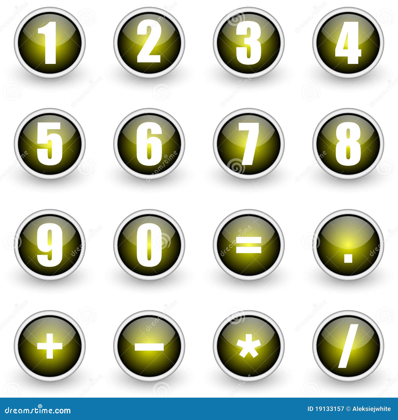 Numbers yellow button set stock illustration. Illustration of addition ...