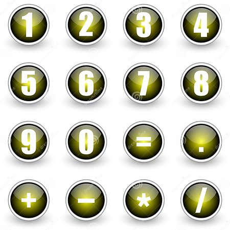 Numbers yellow button set stock illustration. Illustration of addition ...