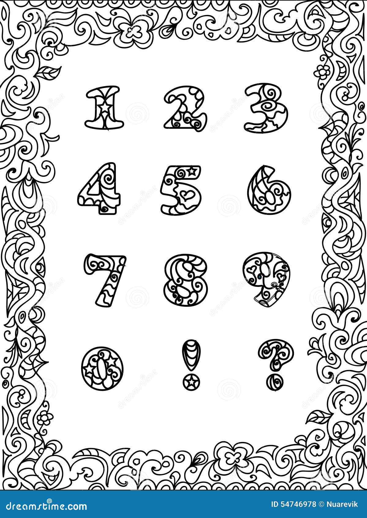 Zentangle Numbers Set. Collection Of Doodle Numbers With Zentangle ...