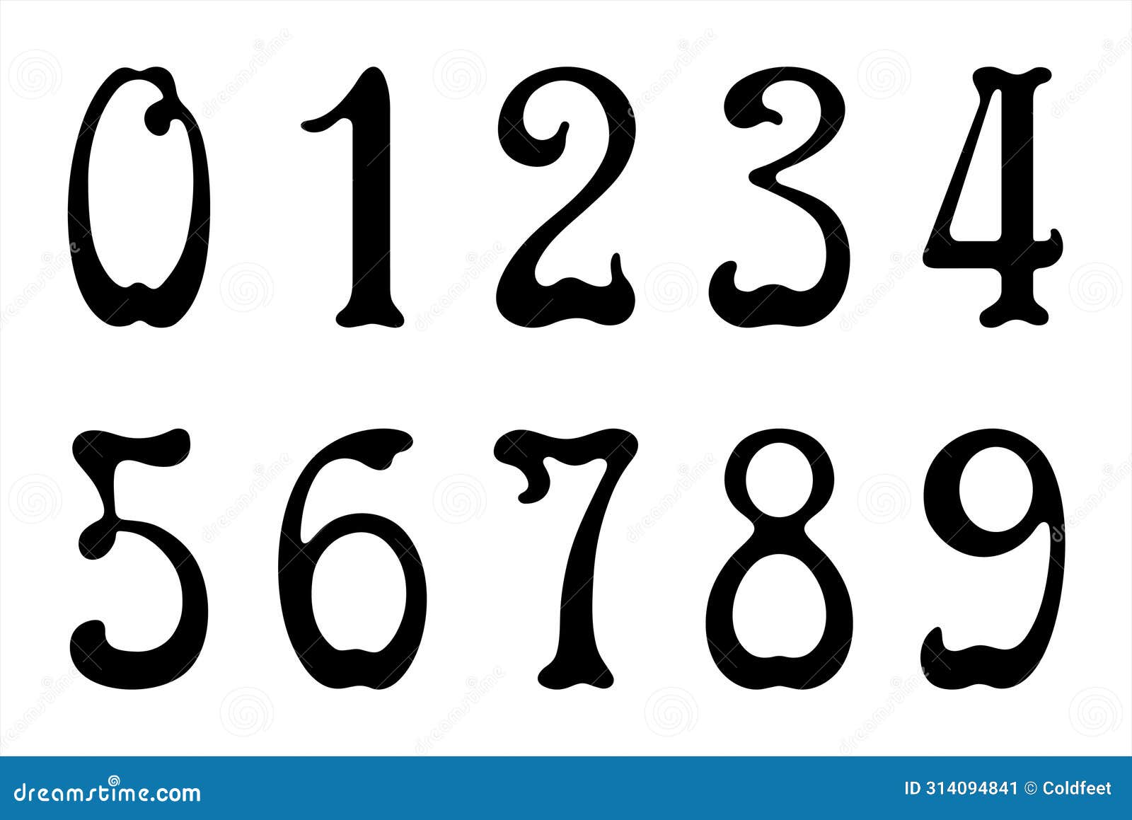 Numbers from Zero To Nine. Old Rustic Font Stock Vector - Illustration ...