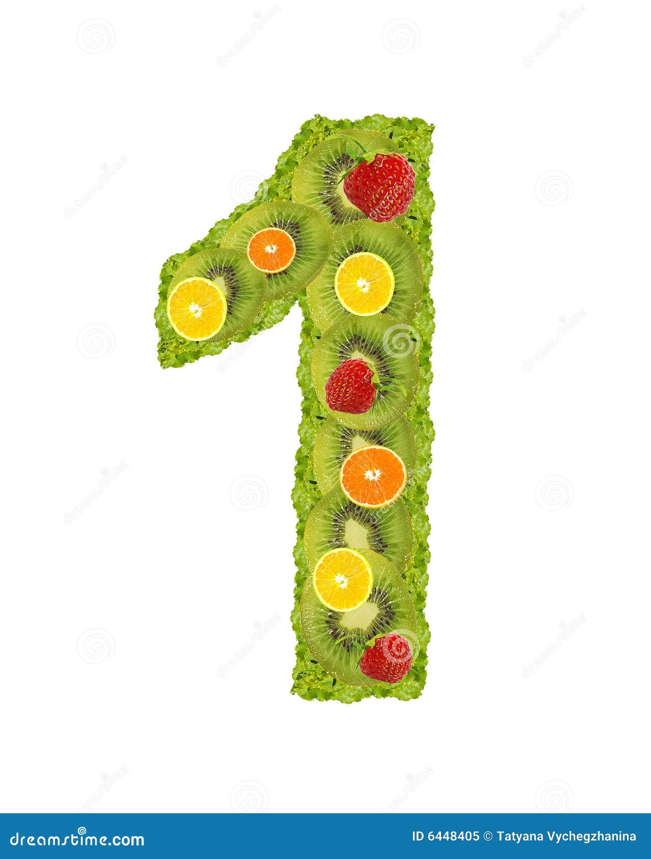 Numeral das frutas - 1 imagem de stock. Imagem de verde - 6448405