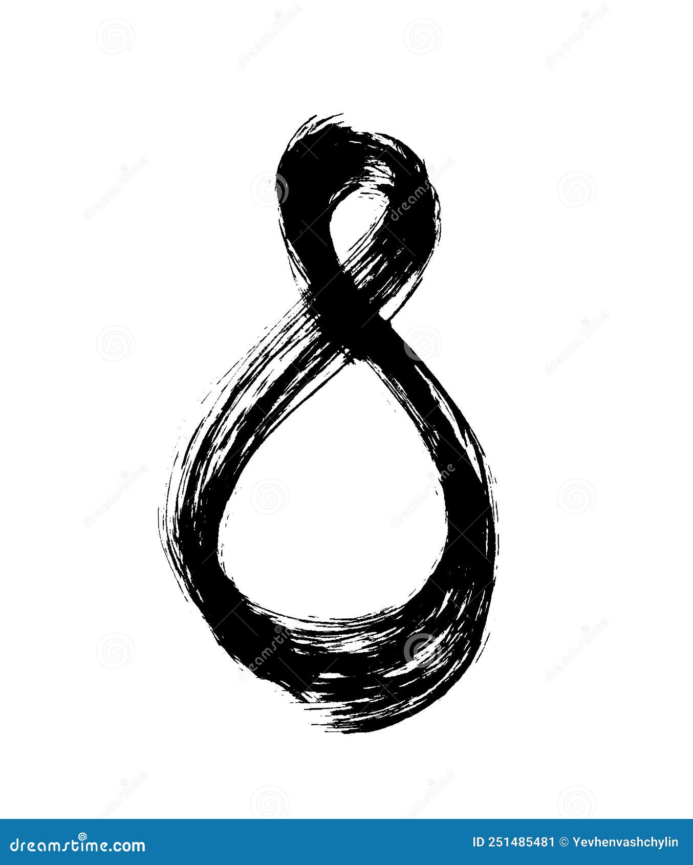 Numeral Eight Drawn with a Brush.Hand Drawn Vector Illustration. Stock ...