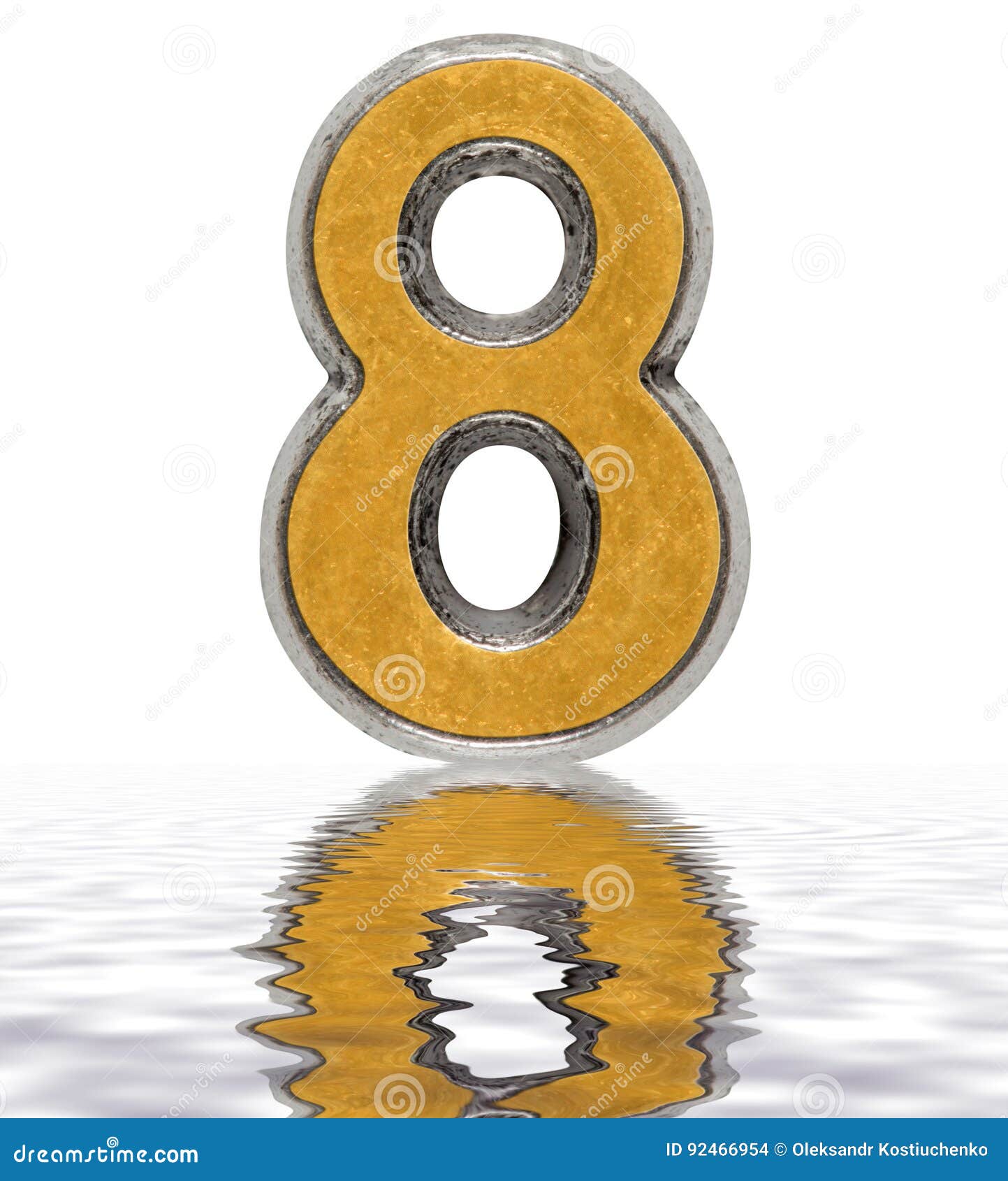 Numeral 8, Eight, Reflected on the Water Surface, Isolated Stock ...