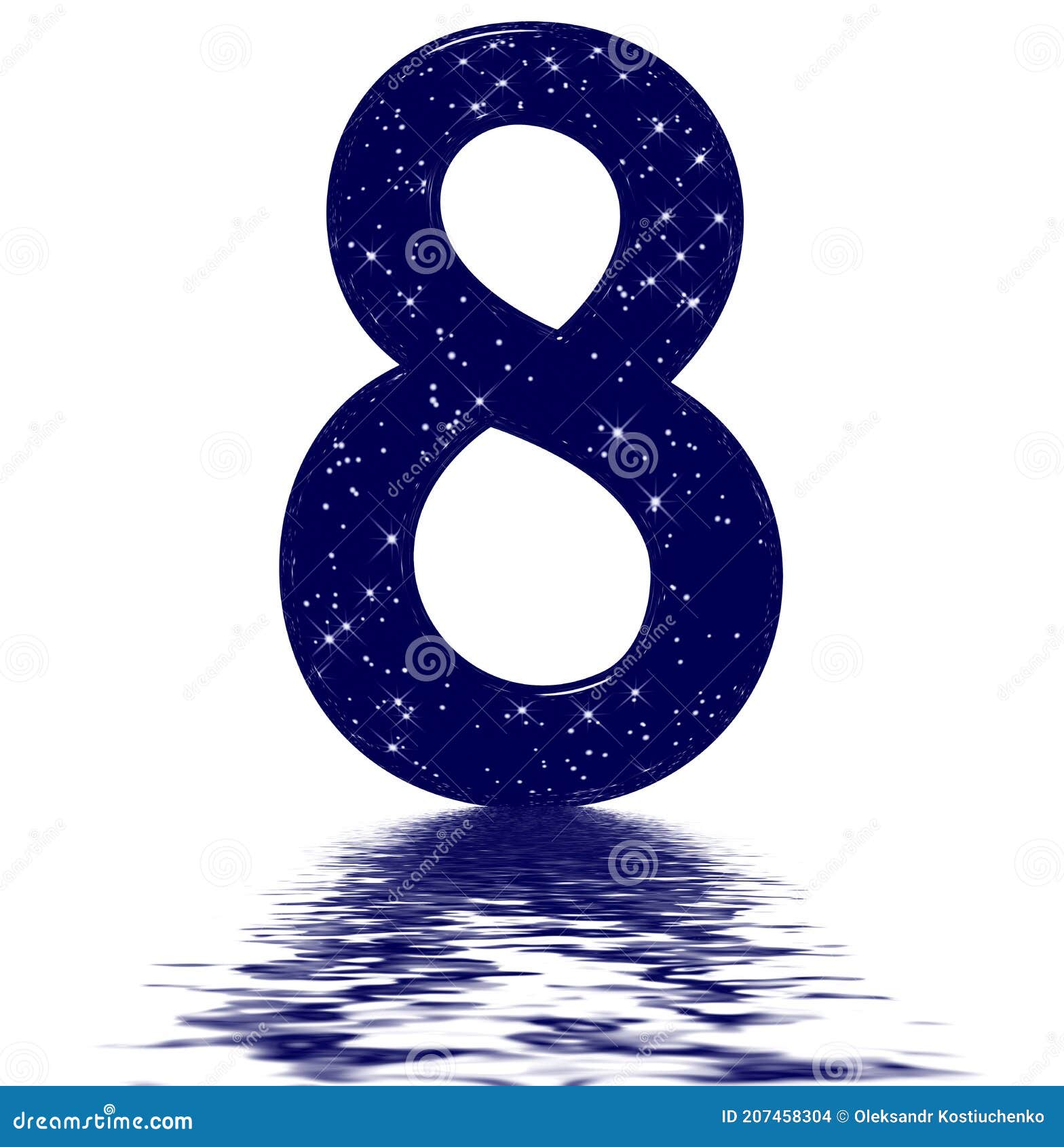Numeral 8, Eight, Star Sky Texture Imitation, Reflected on the Water ...