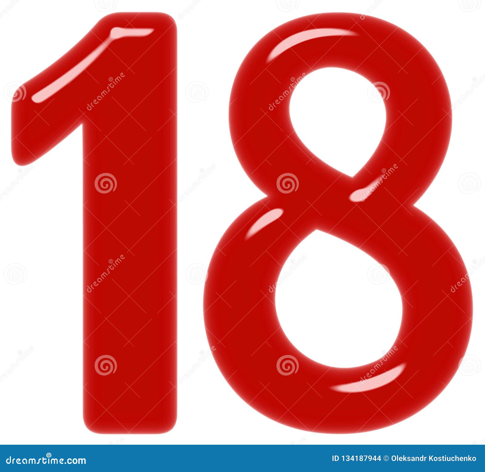 Numeral 18, Eighteen, Isolated On White Background, 3d Render Stock ...