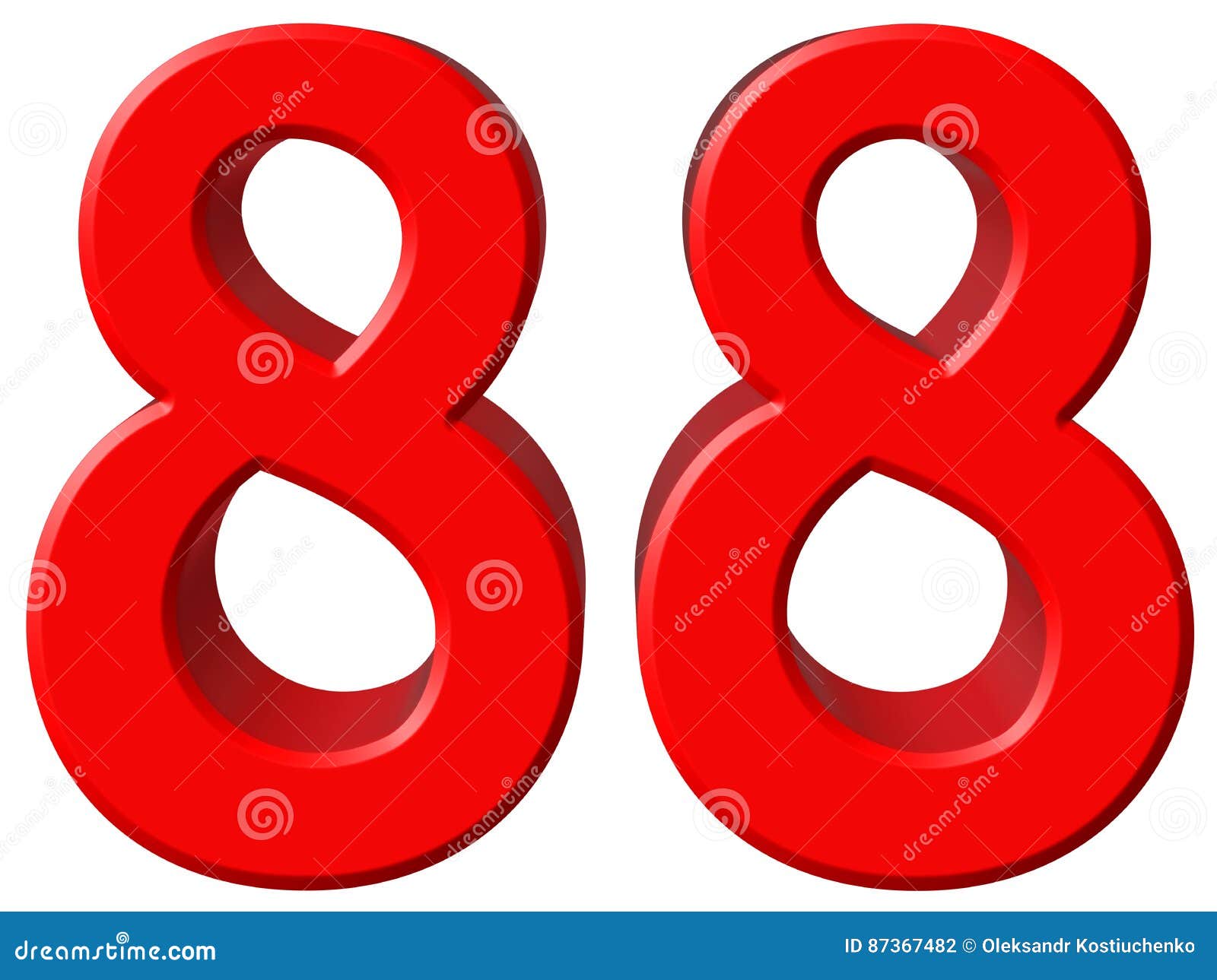 Numeral 88, Eighty Eight, Isolated on White Background, 3d Render Stock ...