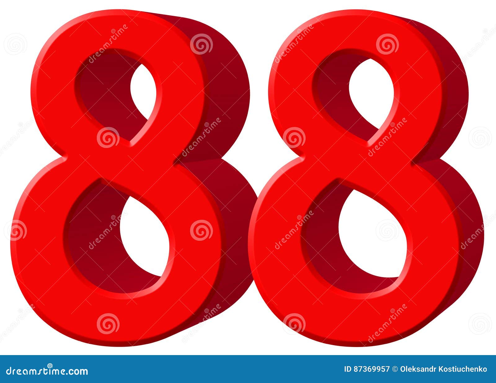 Numeral 88, Eighty Eight, Isolated on White Background, 3d Render Stock ...