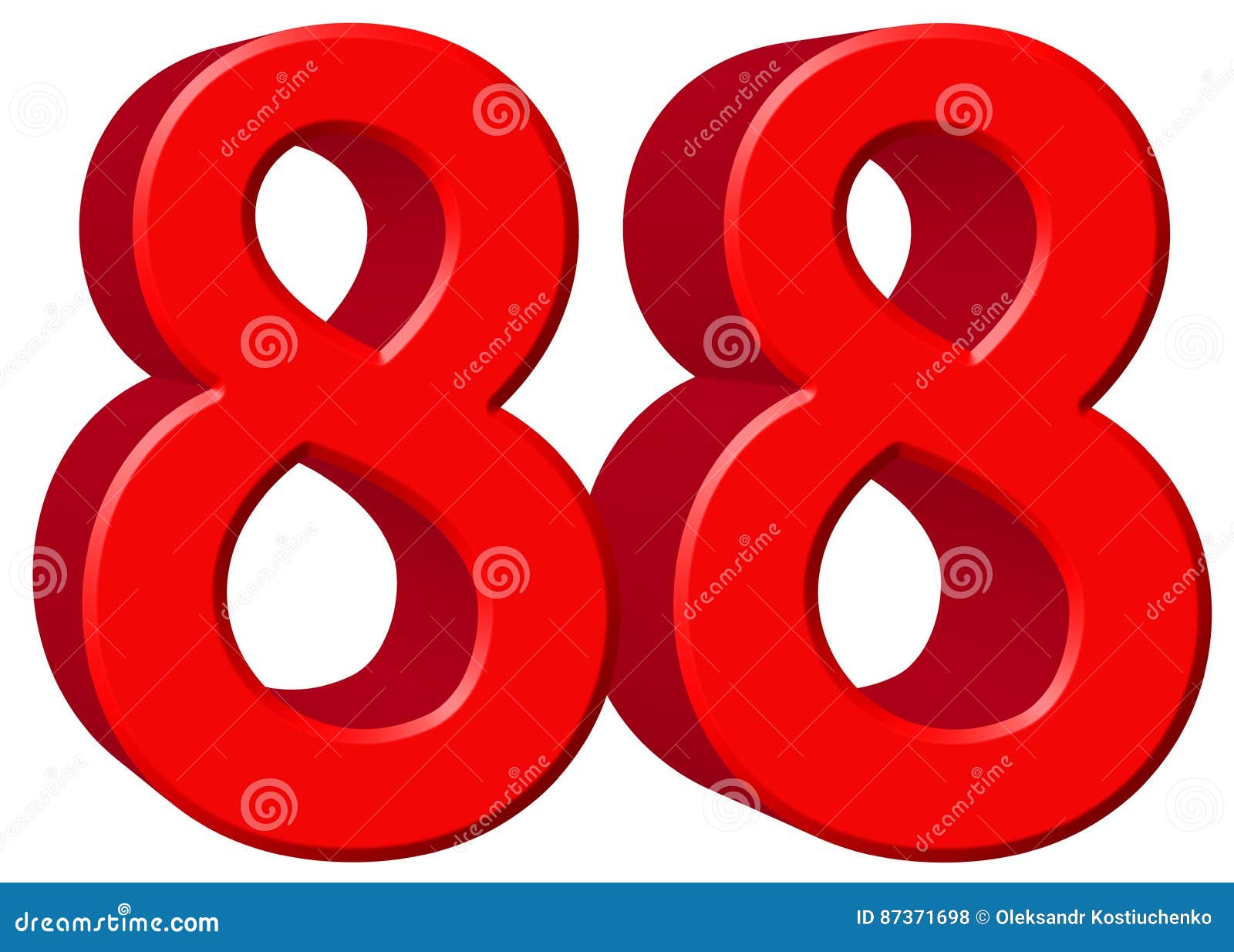 Numeral 88, Eighty Eight, Isolated on White Background, 3d Render Stock ...