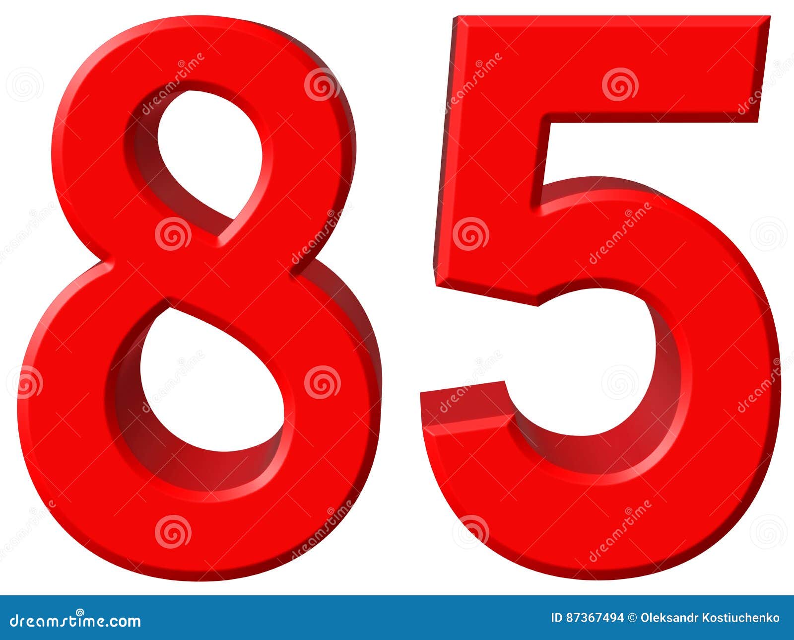 Numeral 85, Eighty Five Isolated on White Background, 3d Render Stock ...