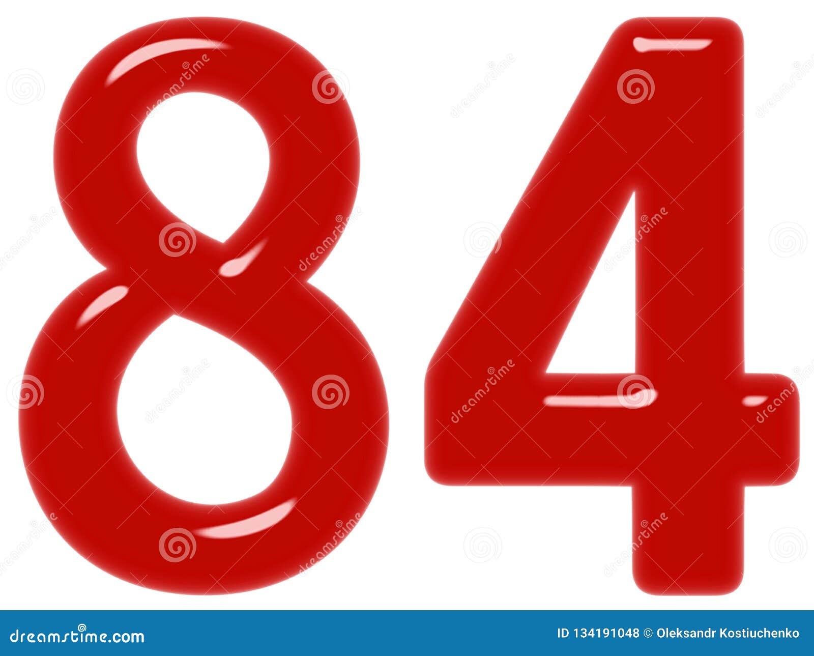 Numeral 84, Eighty Four, Isolated on White Background, 3d Render Stock ...