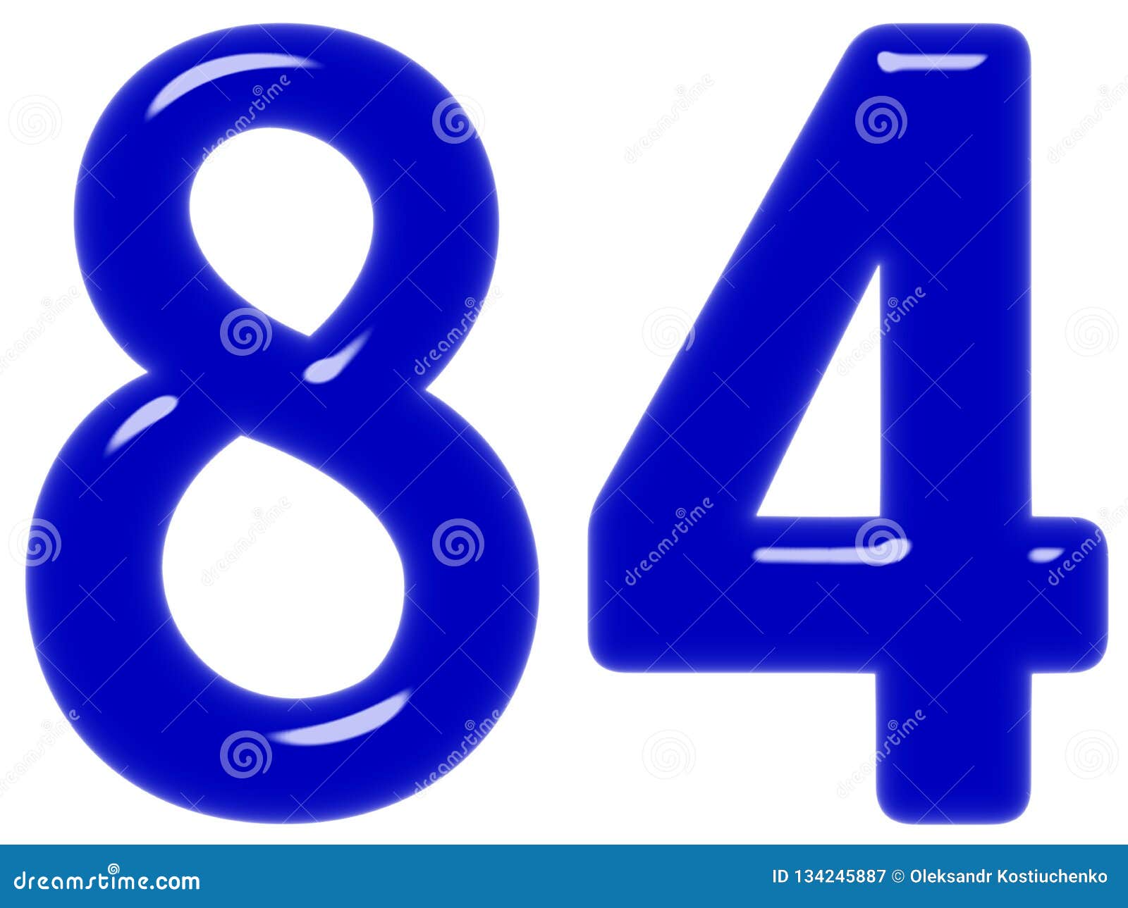 Numeral 84, Eighty Four, Isolated on White Background, 3d Render Stock ...