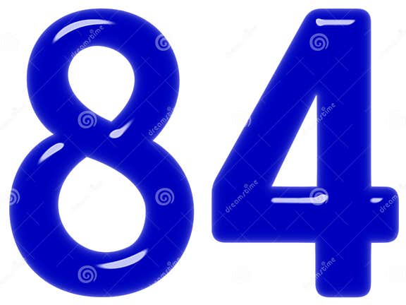 Numeral 84, Eighty Four, Isolated on White Background, 3d Render Stock ...