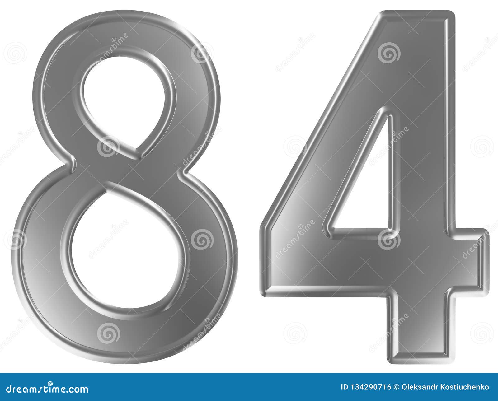 Numeral 84, Eighty Four, Isolated on White Background, 3d Render Stock ...