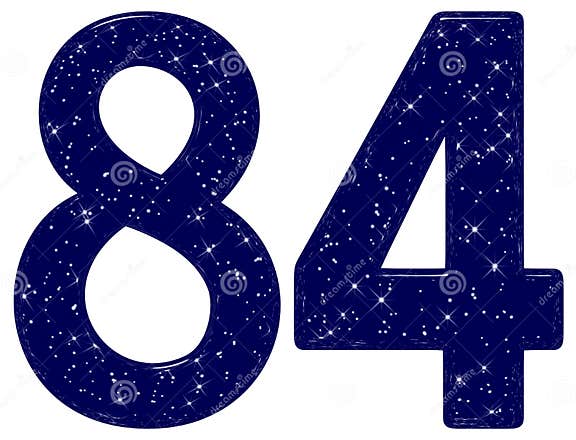 Numeral 84, Eighty Four, Star Sky Texture Imitation, Isolated on White ...