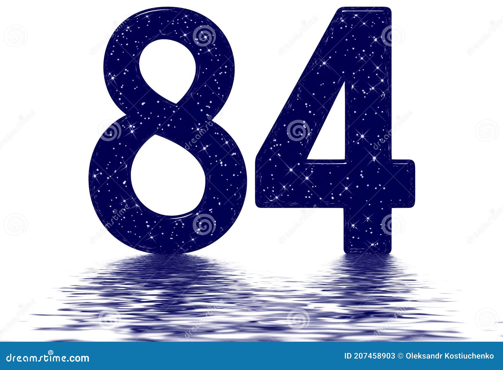 Numeral 84, Eighty Four, Star Sky Texture Imitation, Reflected on the ...