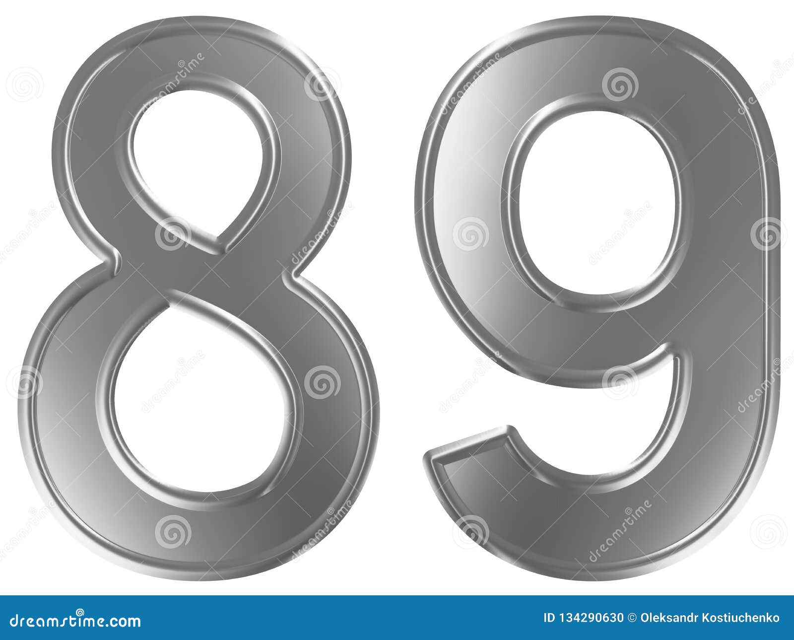 Numeral 89, Eighty Nine, Isolated on White Background, 3d Render Stock ...