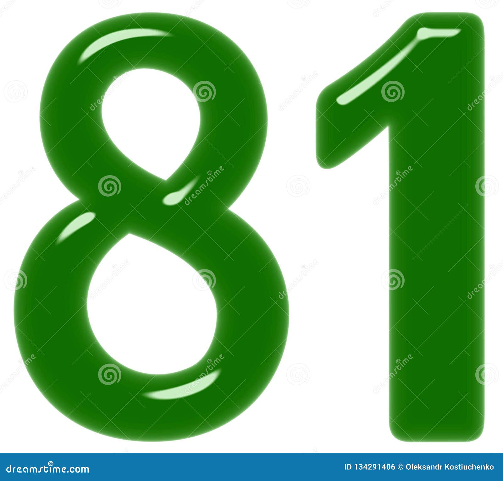 Numeral 81, Eighty One, Isolated on White Background, 3d Render Stock ...