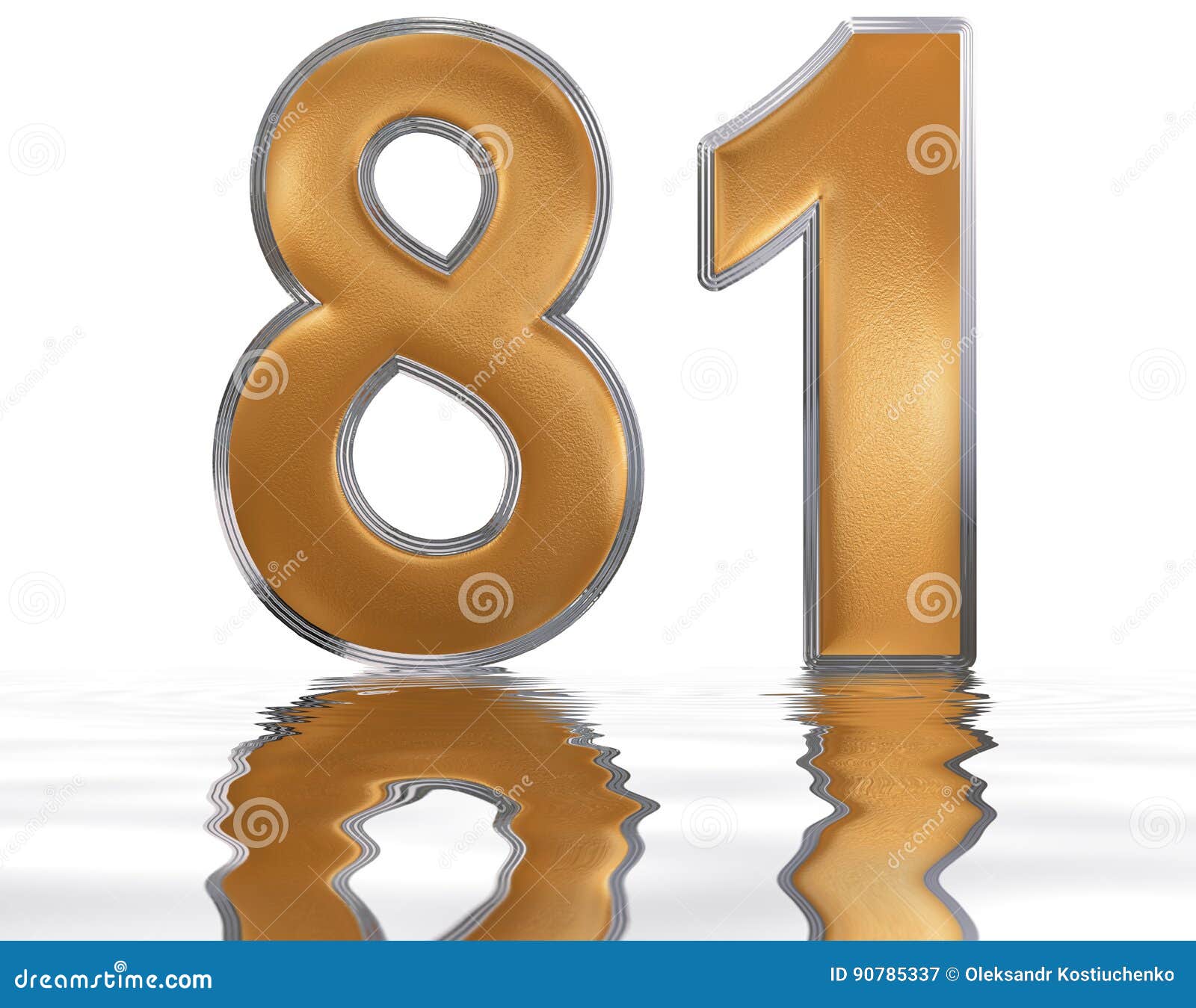 Numeral 81, Eighty One, Reflected on the Water Surface, Stock ...