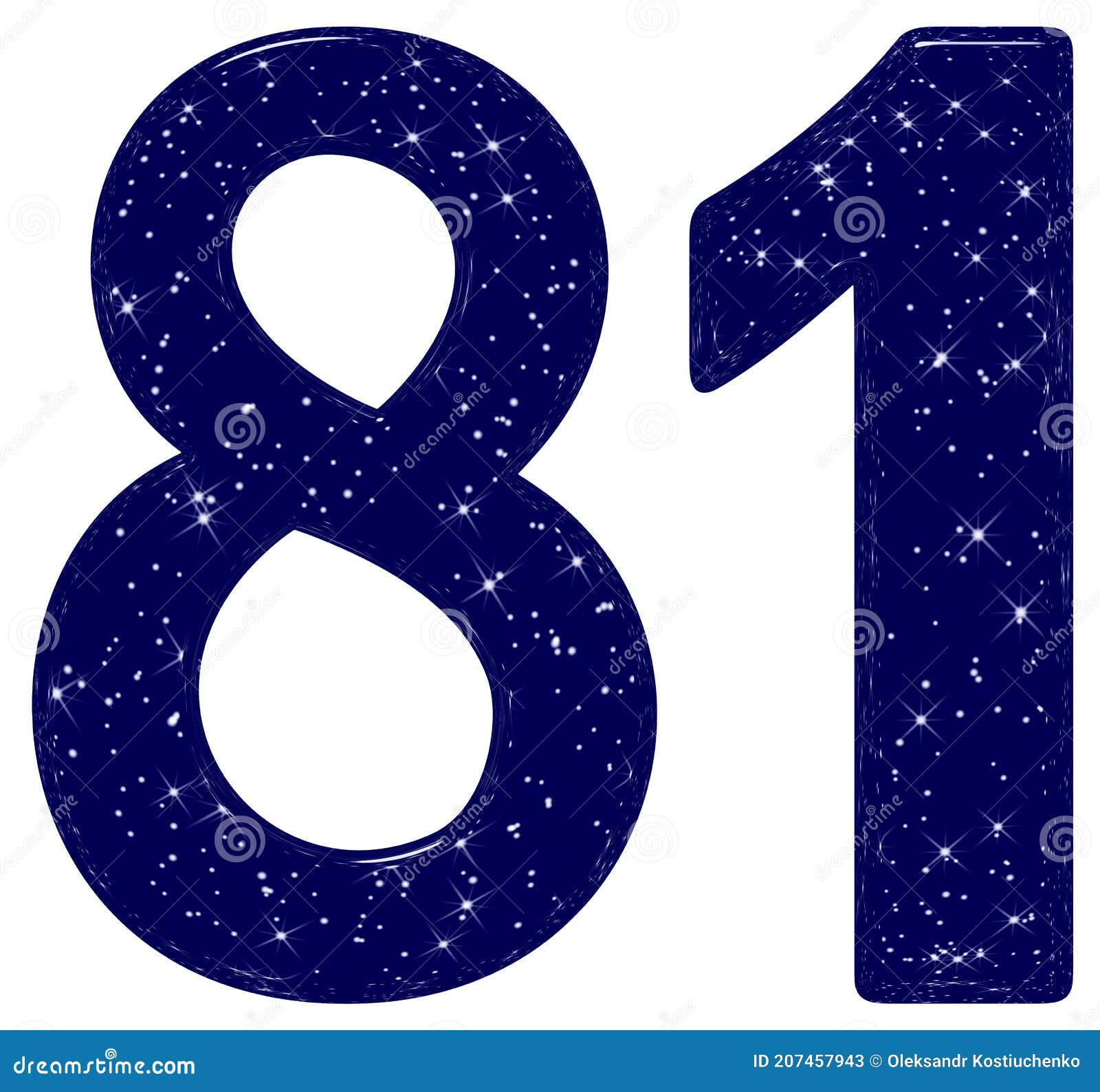 Numeral 81, Eighty One, Star Sky Texture Imitation, Isolated on White ...