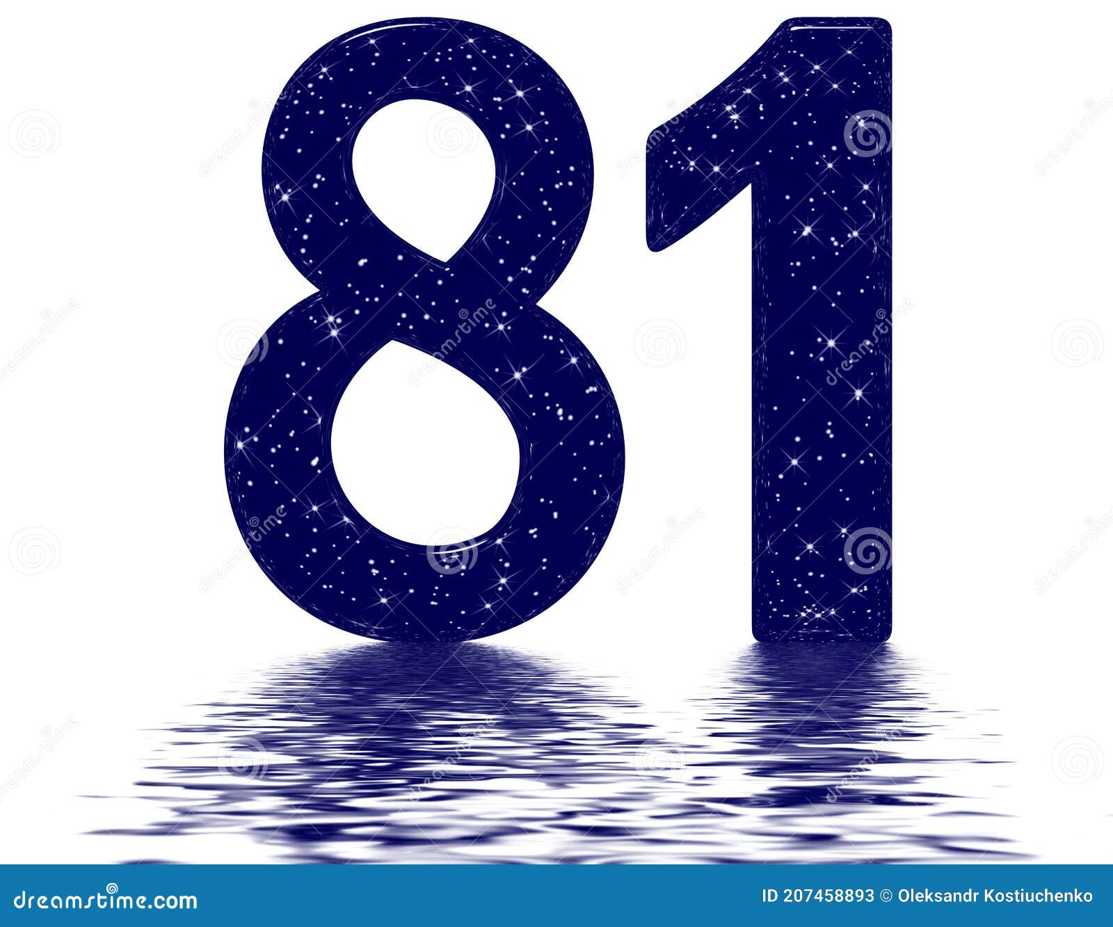 Numeral 81, Eighty One, Star Sky Texture Imitation, Reflected on the ...