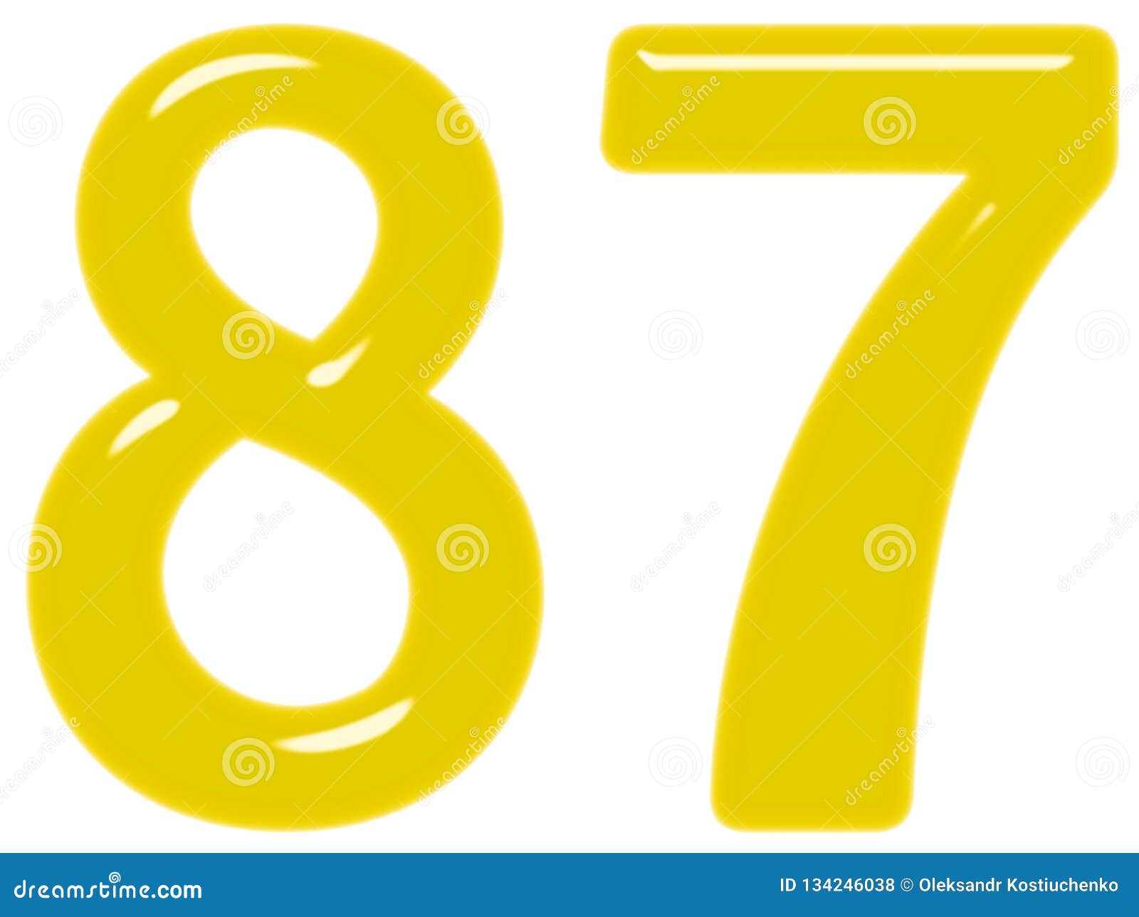 Numeral 87, Eighty Seven Isolated on White Background, 3d Render Stock ...