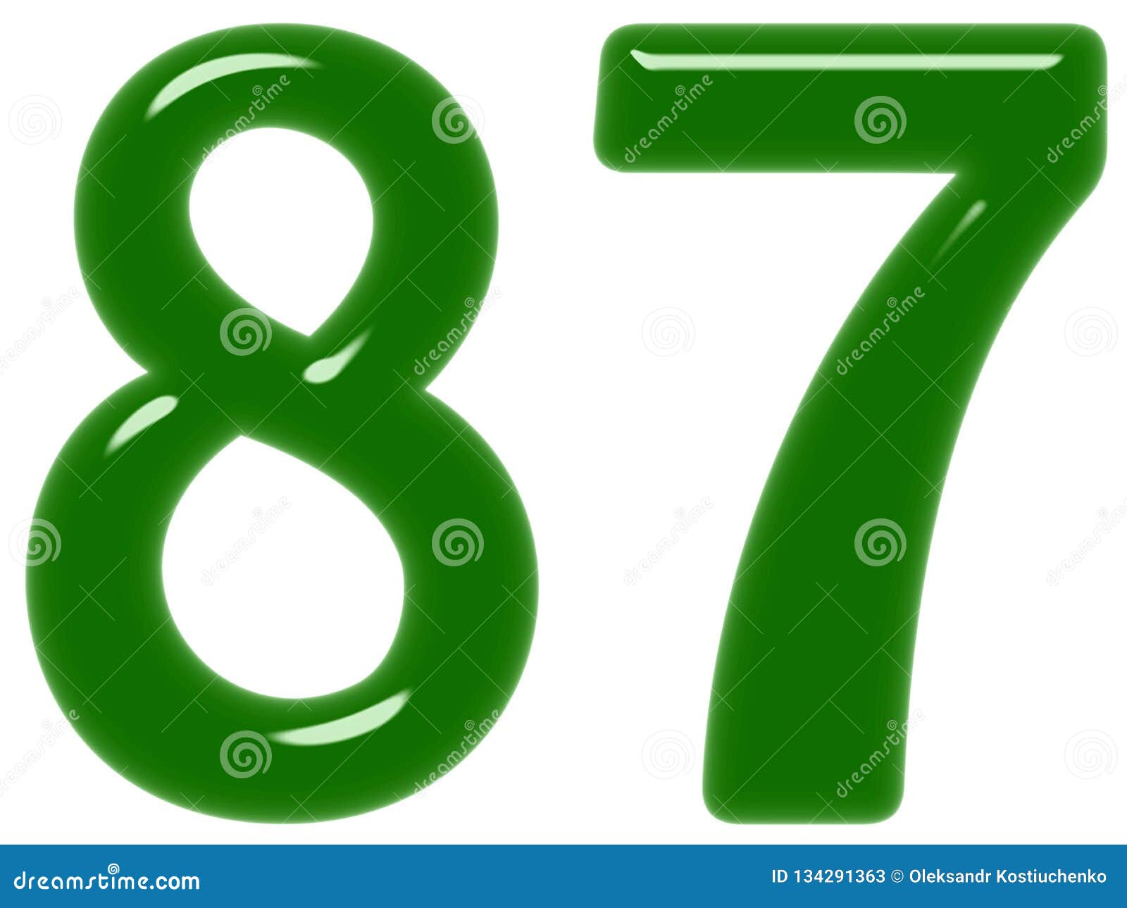 Numeral 87, Eighty Seven Isolated on White Background, 3d Render Stock ...