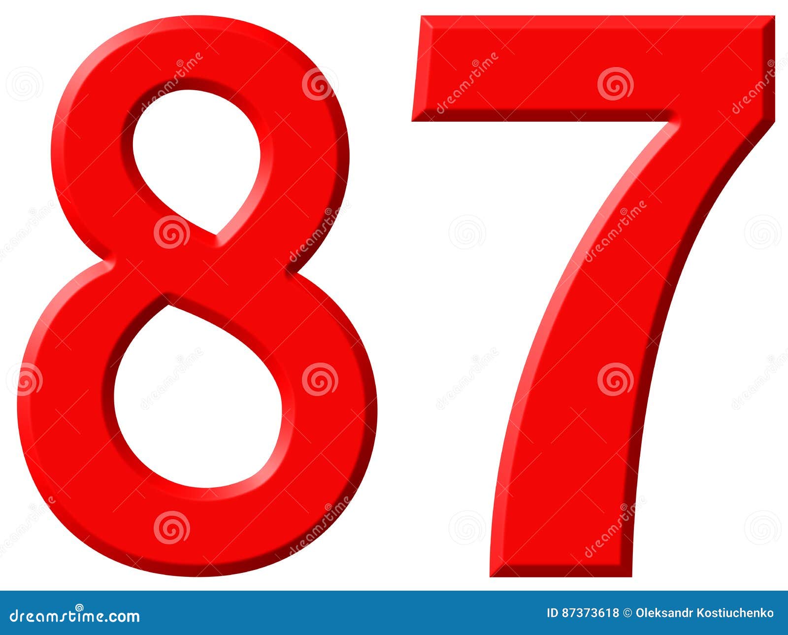 Numeral 87, Eighty Seven Isolated on White Background, 3d Render Stock ...