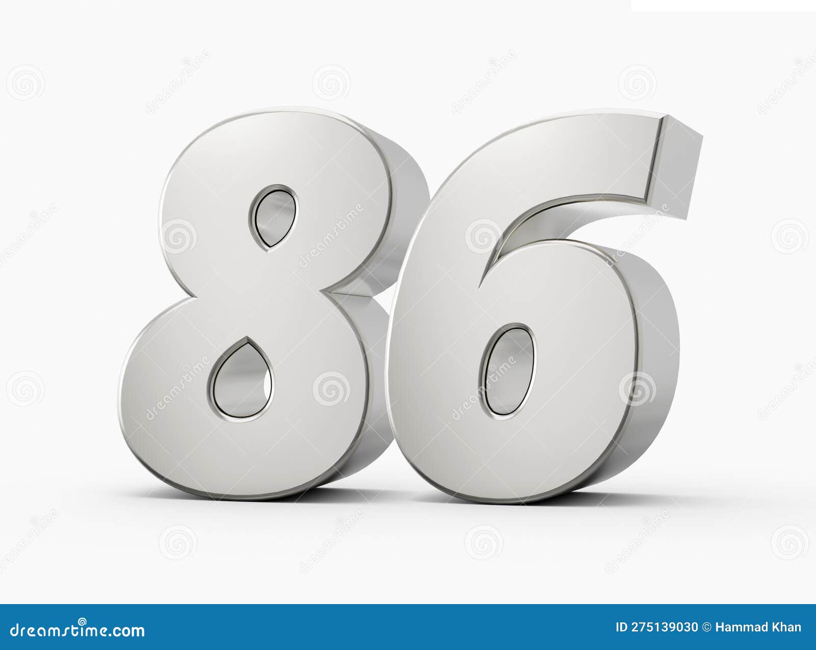 Numeral 86, Eighty Six, Isolated on White Background, 3d Illustration ...
