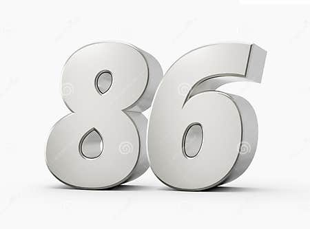 Numeral 86, Eighty Six, Isolated on White Background, 3d Illustration ...