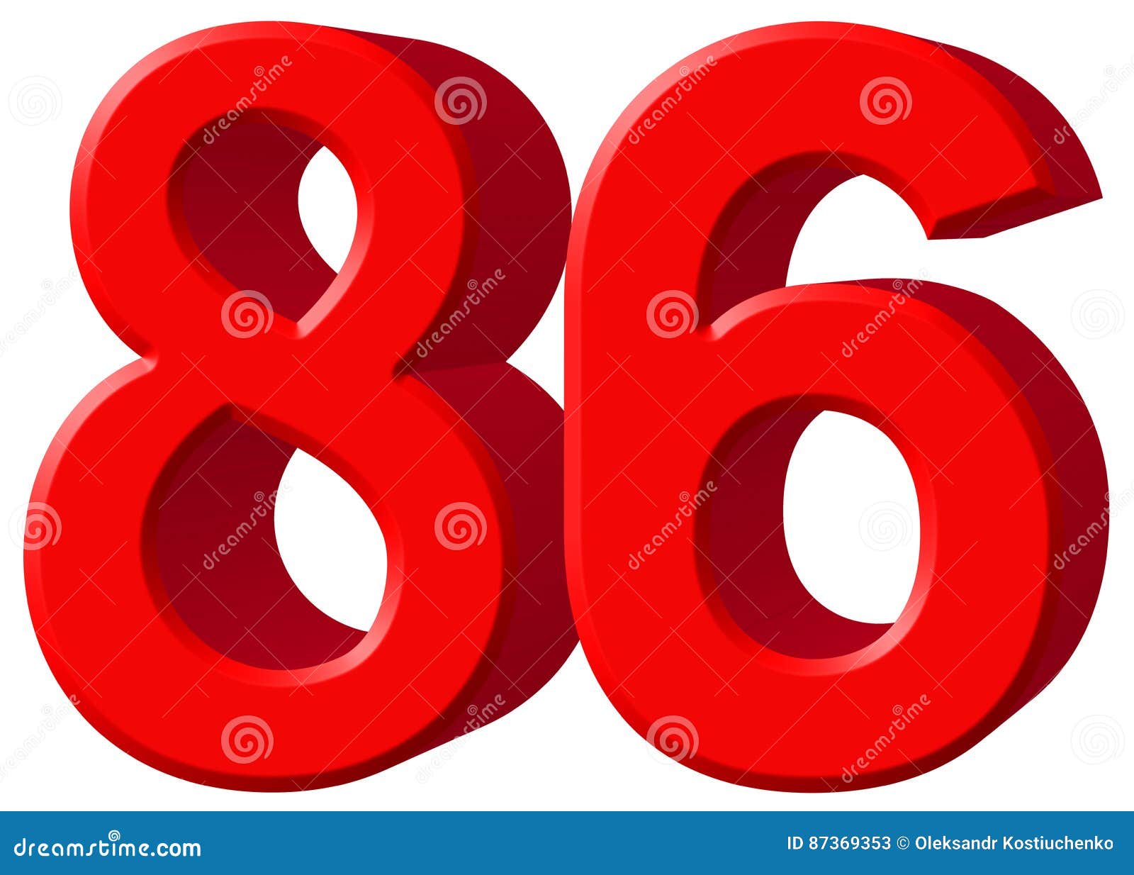 Numeral 86, Eighty Six Isolated On White Background, 3d Render Royalty ...