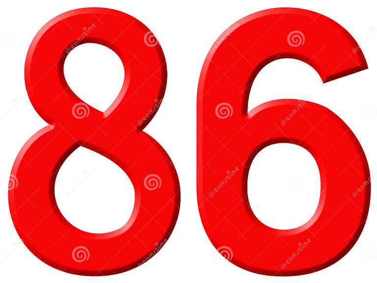 Numeral 86, Eighty Six Isolated on White Background, 3d Render Stock ...
