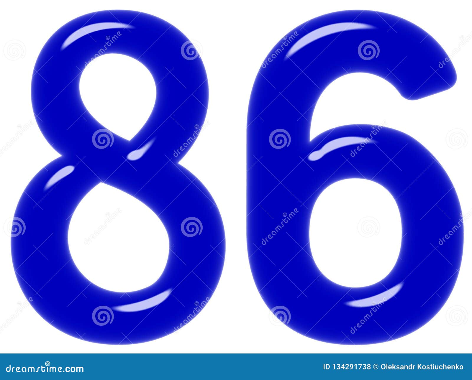 Numeral 86, Eighty Six Isolated on White Background, 3d Render Stock ...