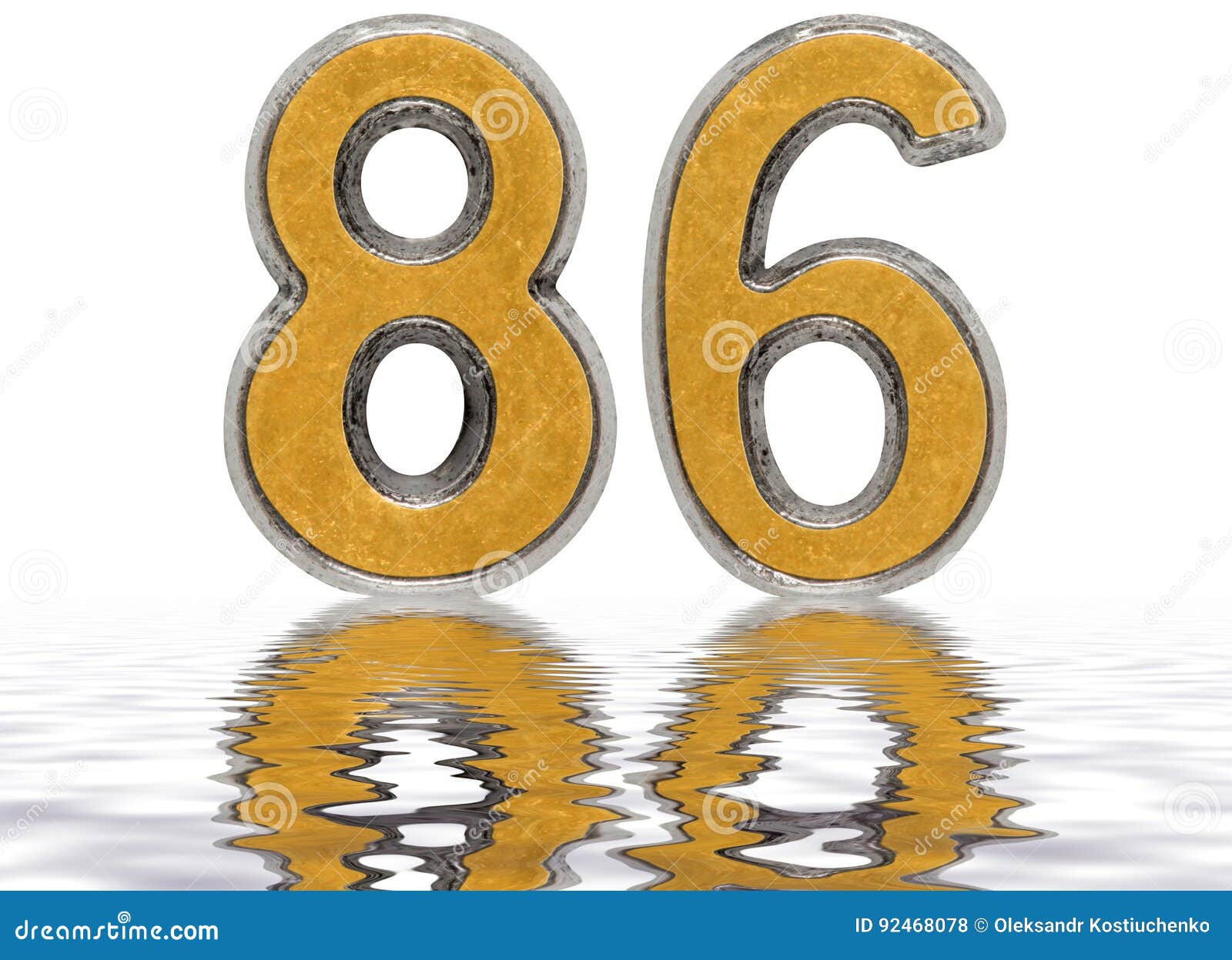 Numeral 86, Eighty Six, Reflected on the Water Surface, Stock ...