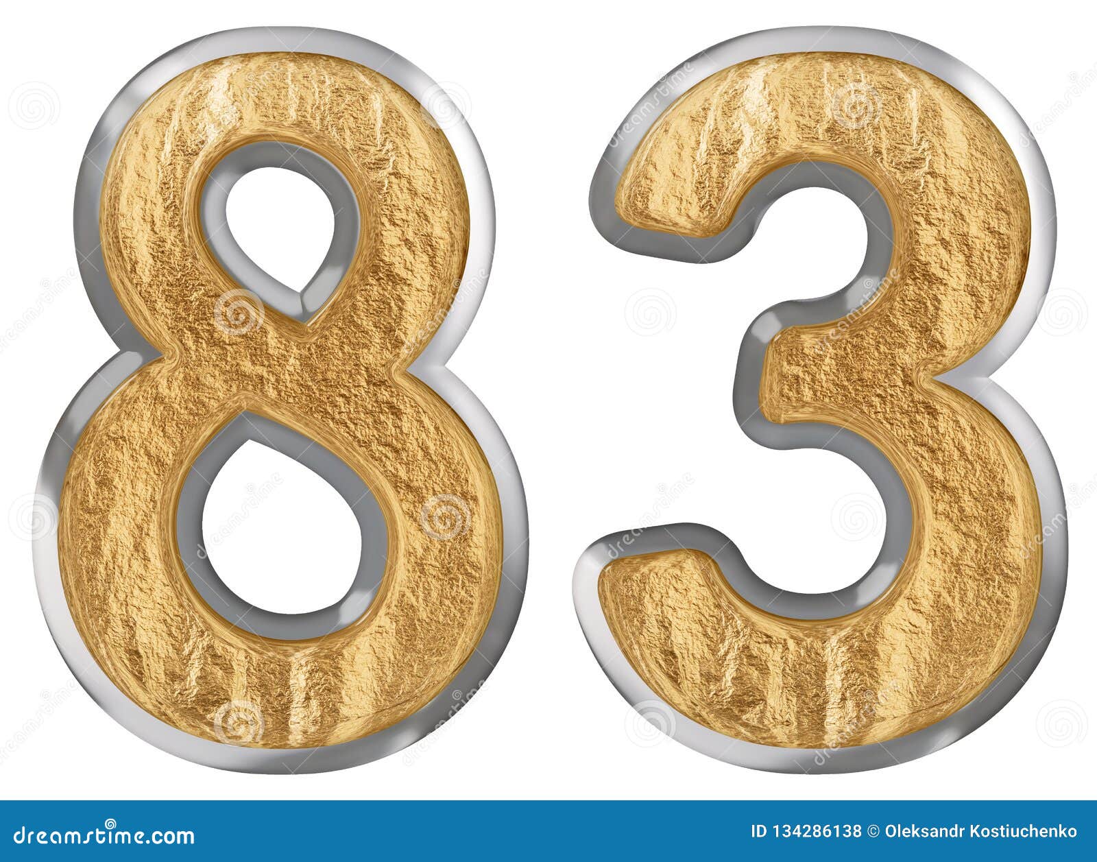 Numeral 83, Eighty Three, Isolated on White Background, 3d Render Stock ...