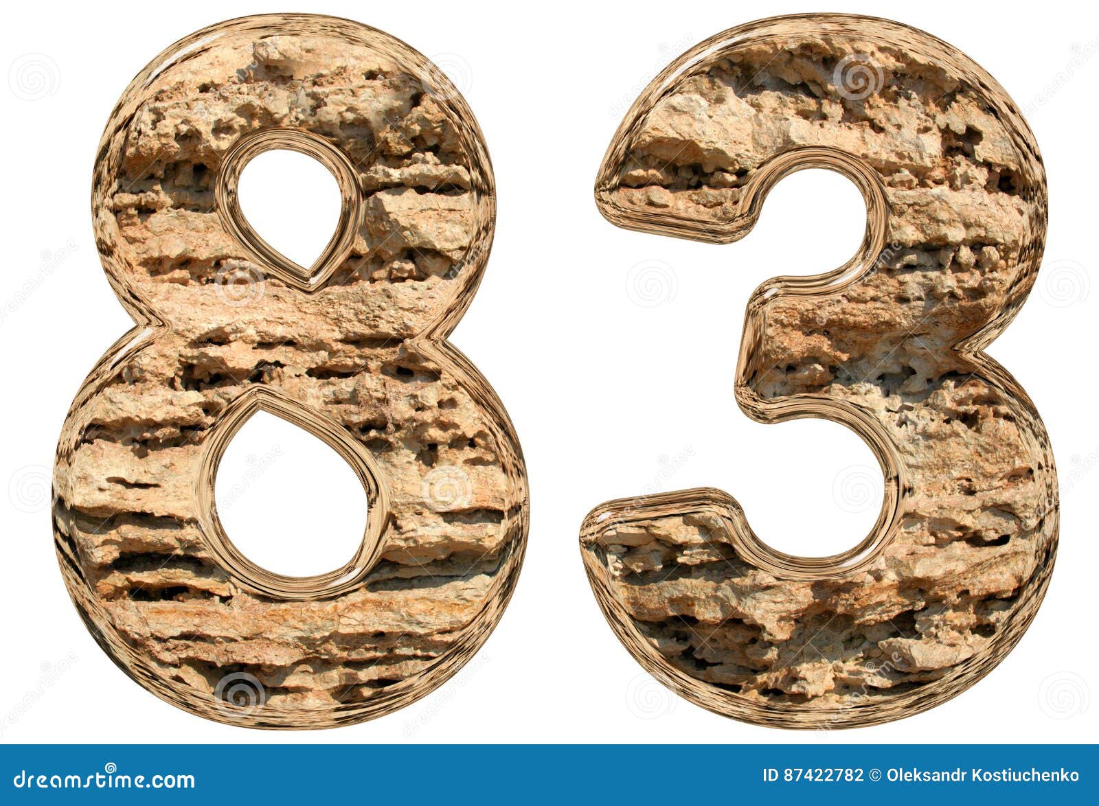 Numeral 83, Eighty Three, on White, Natural Limestone, Stock ...