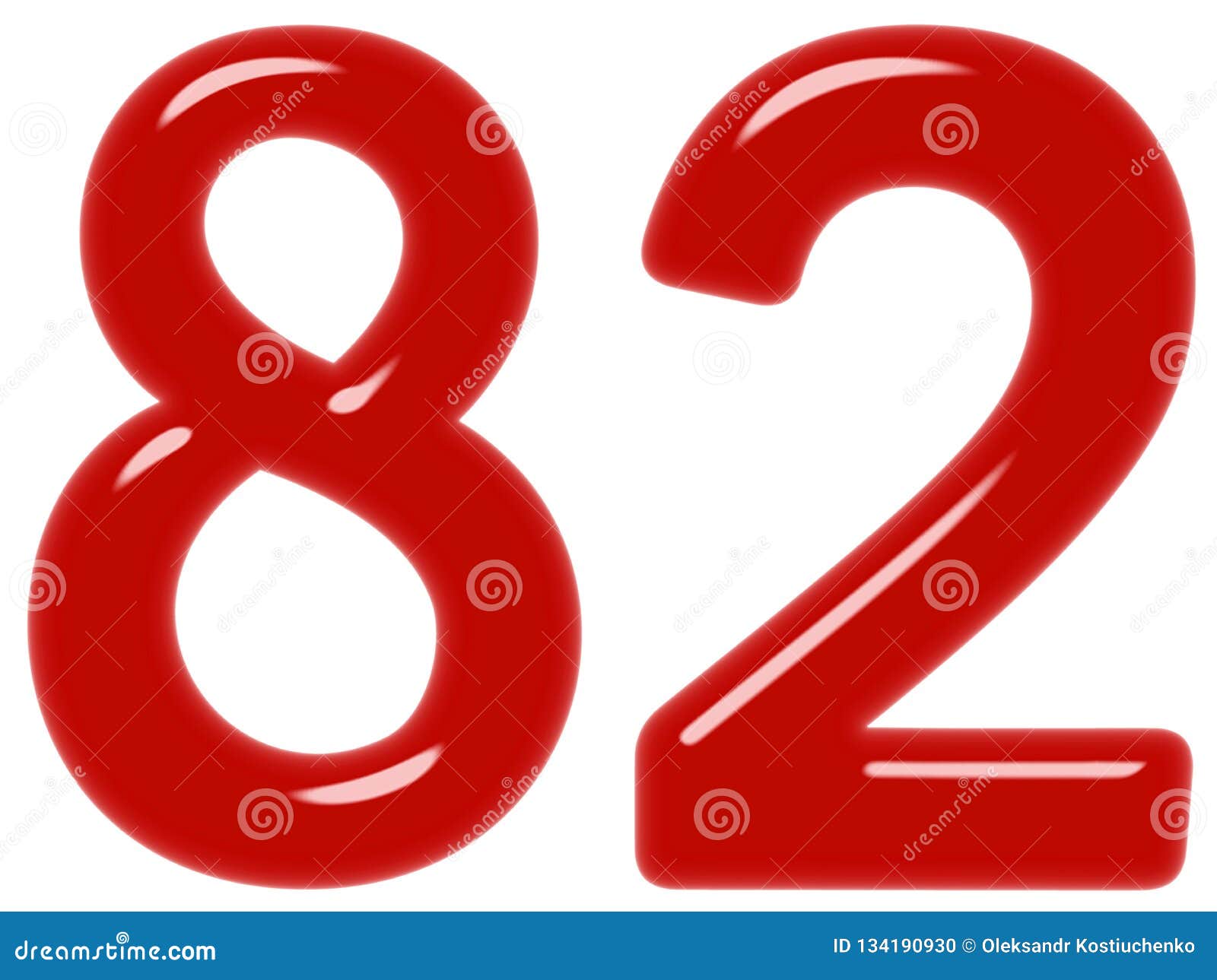Numeral 82, Eighty Two, Isolated on White Background, 3d Render Stock ...