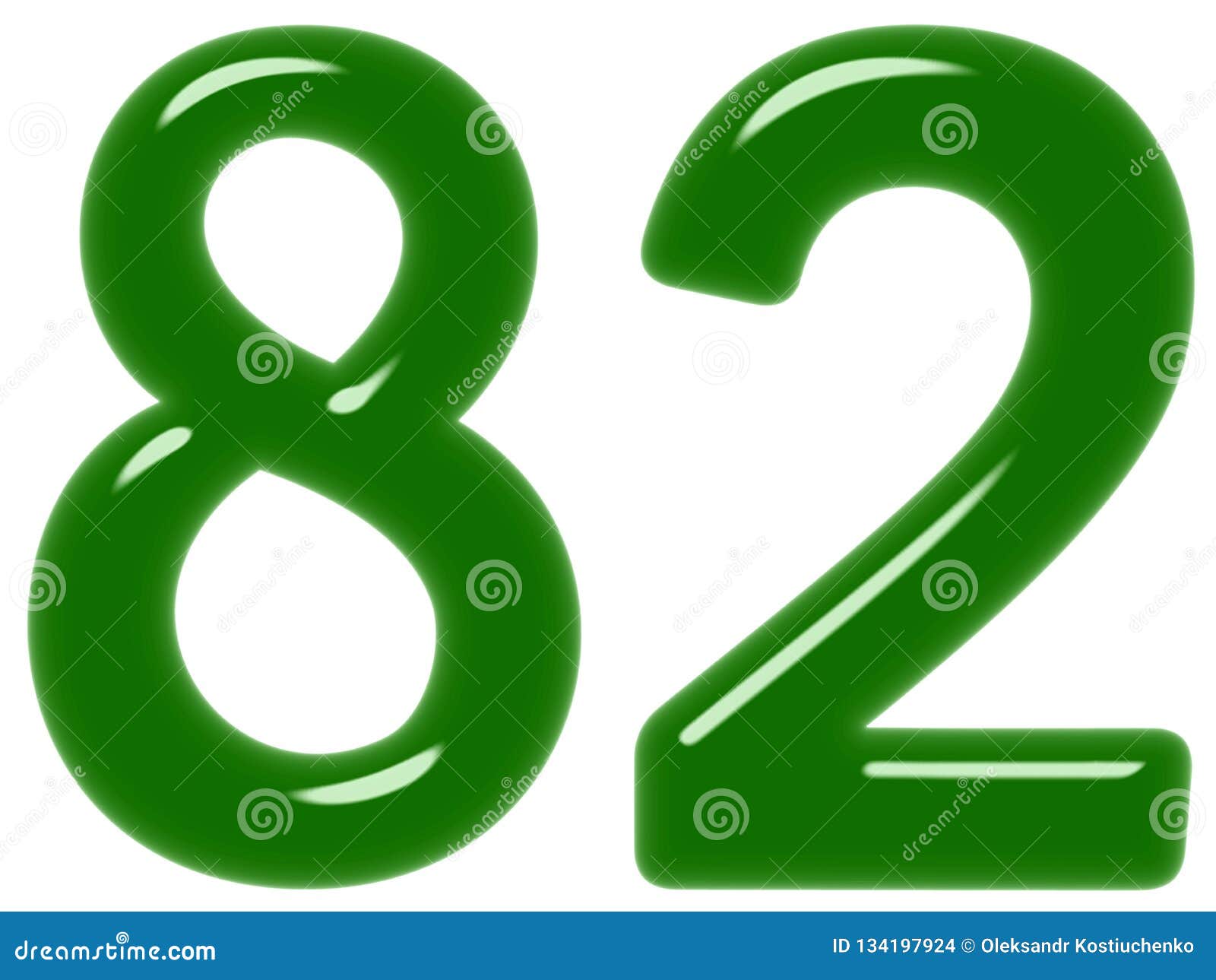 Numeral 82, Eighty Two, Isolated on White Background, 3d Render Stock ...
