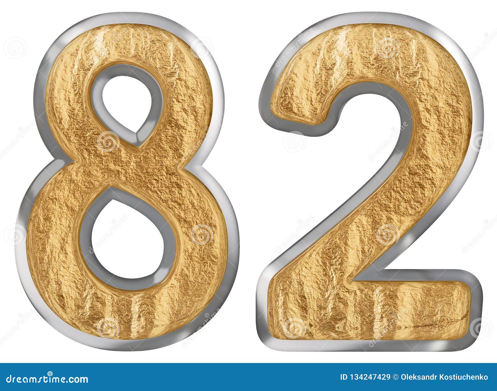 Numeral 82, Eighty Two, Isolated on White Background, 3d Render Stock ...